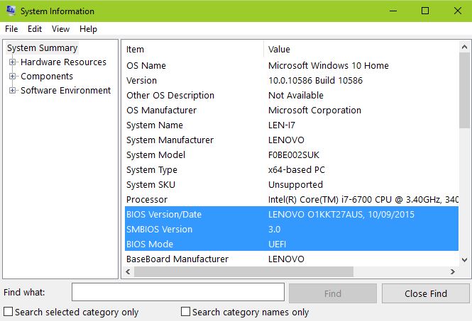 How to check BIOS version in Windows 10 / 8 Microsoft 2016